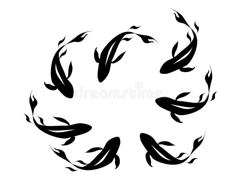 Illustration of a Circle of Koi Fish in Circles Stock Illustration ...