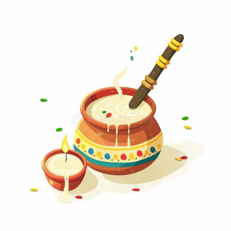 Illustration of a Krishna S Makkhan Matki on the Solid Background ...