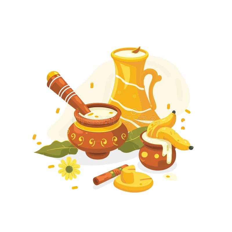 Illustration of a Krishna S Makkhan Matki on the Solid Background ...