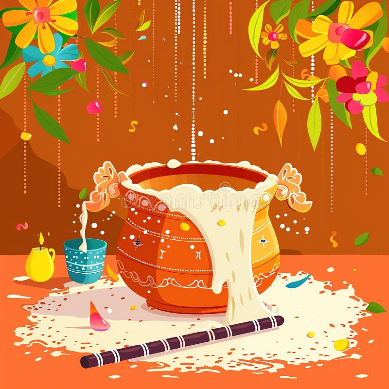 Illustration of a Matki Filled with Makkhan on the Solid Background ...
