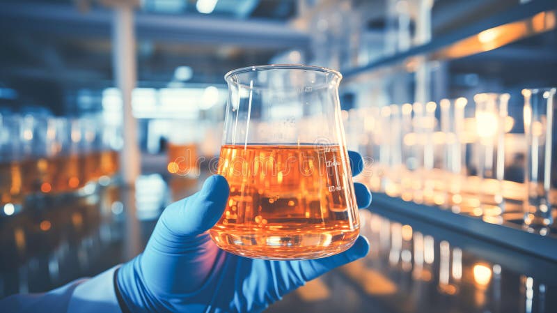 Laboratory beaker in hand stock illustration. Illustration of chemist ...