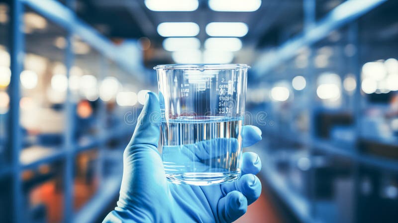 Laboratory beaker in hand stock illustration. Illustration of drop ...