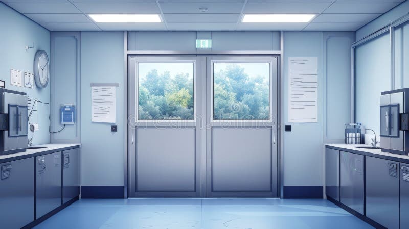 An Illustration of Laboratory Doors with Rectangular Windows that Can ...