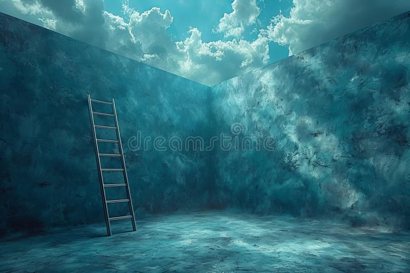 The Ladder is on the Floor in the Corner of an Empty Room Stock ...