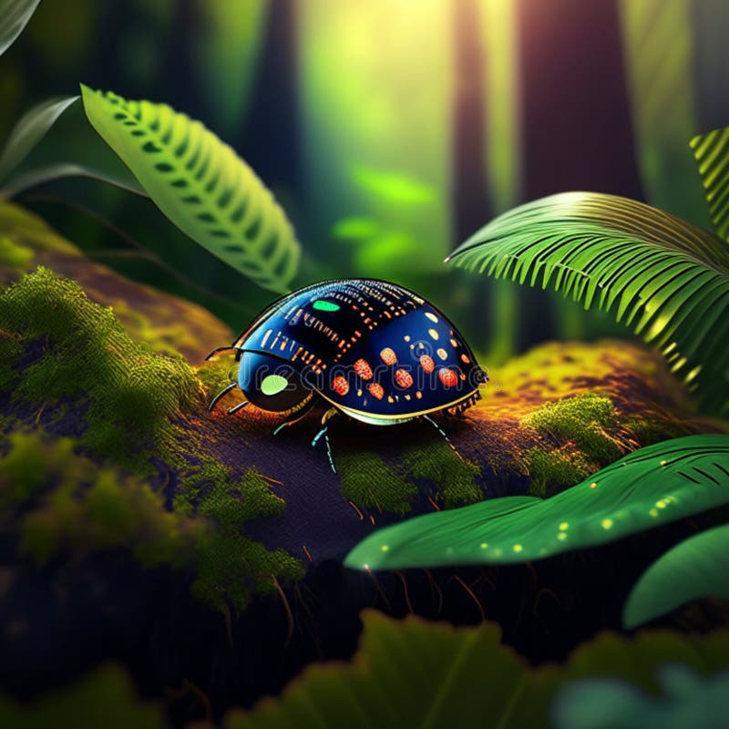 Beautiful Ladybug on a Flower. Vector Illustration in Cartoon Style ...