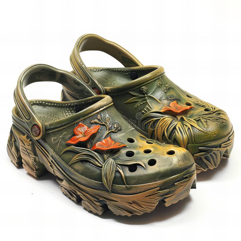 Illustration of Land Art Style , Clogs , Isolated on White Background ...