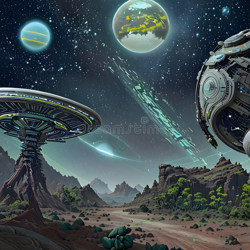 Portrait of an Alien Landscape Stock Illustration - Illustration of ...