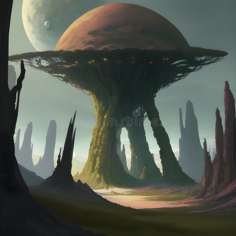 Portrait of an Alien Landscape Stock Illustration - Illustration of ...