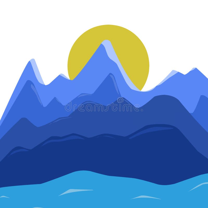 Illustration of a Landscape on an Island on Dawn. Stock Illustration ...
