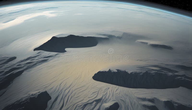 Illustration of the Landscape from Land To Space. Stock Illustration ...