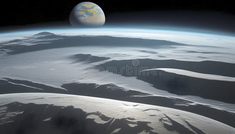 Illustration of the Landscape from Land To Space. Stock Illustration ...