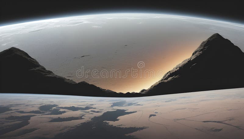 Illustration of the Landscape from Land To Space. Stock Illustration ...
