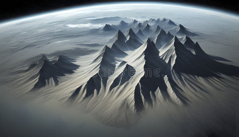 Illustration of the Landscape from Land To Space. Stock Illustration ...