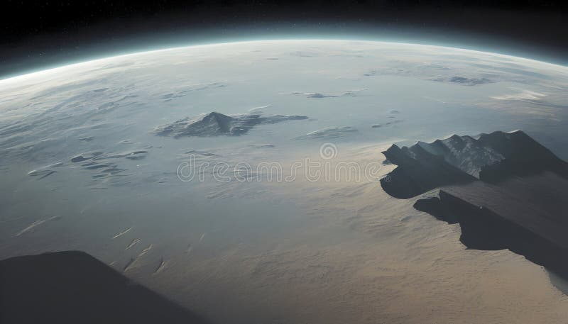 Illustration of the Landscape from Land To Space. Stock Illustration ...