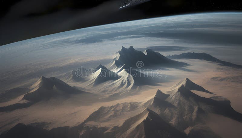 Illustration of the Landscape from Land To Space. Stock Illustration ...