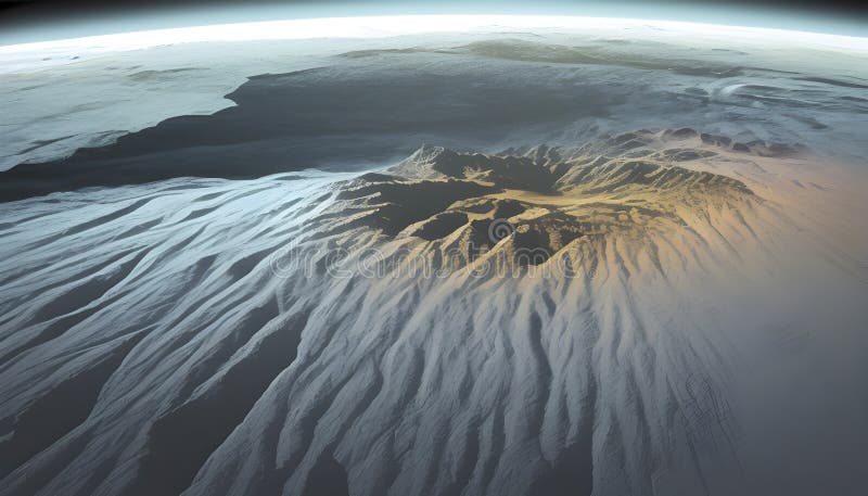 Illustration of the Landscape from Land To Space. Stock Illustration ...