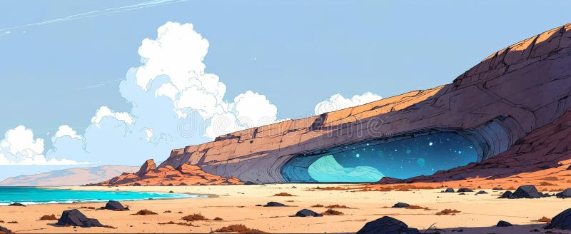 Illustration of a Landscape Scene in a Science Fiction Style. Stock ...