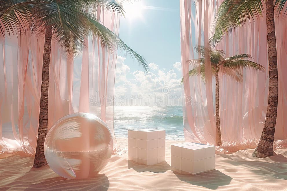 Illustration of Landscape of Three White Plastic Boxes Sitting in Sand ...