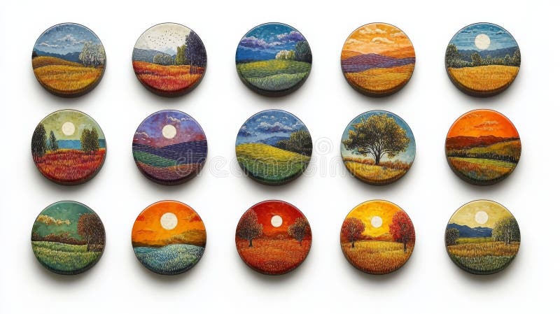 The Illustration of Landscape Time Icons Features a Range of Symbols ...