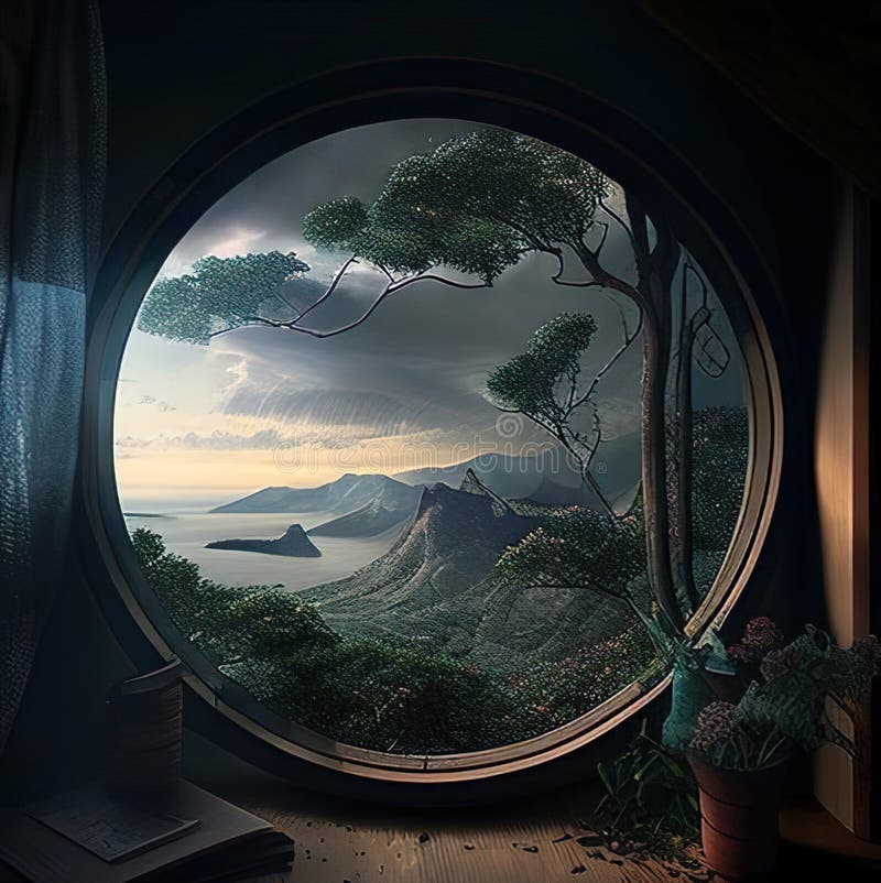 Illustration of Landscape View from Window Stock Illustration ...