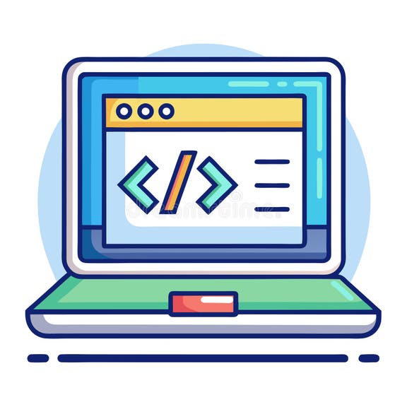 Laptop with Code Symbol: Software Development and Web Design ...