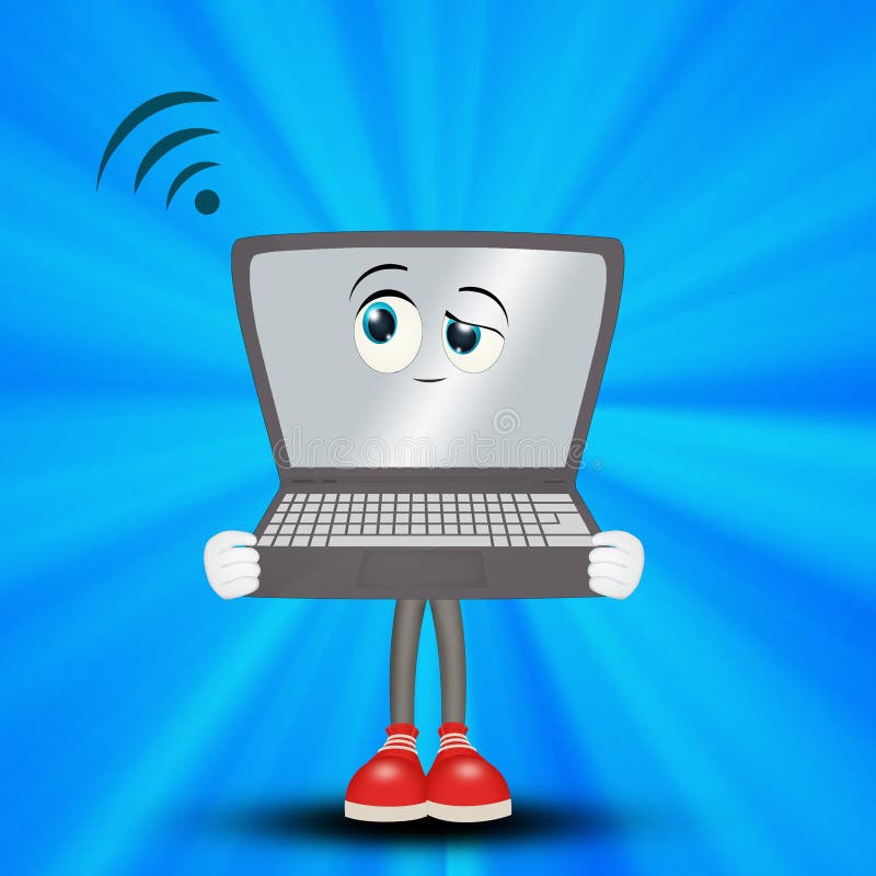 Laptop with funny face stock illustration. Illustration of cute - 137284912