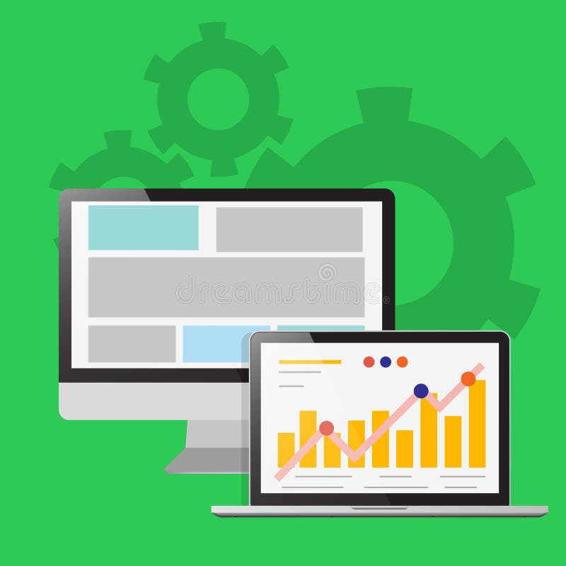 Illustration a Laptop Screen, the Design Concept of Graph Stock Vector ...