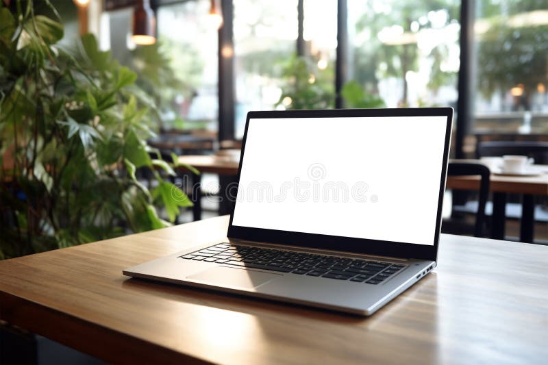 Illustration of a Laptop on the Table in Office. Generative AI Stock ...
