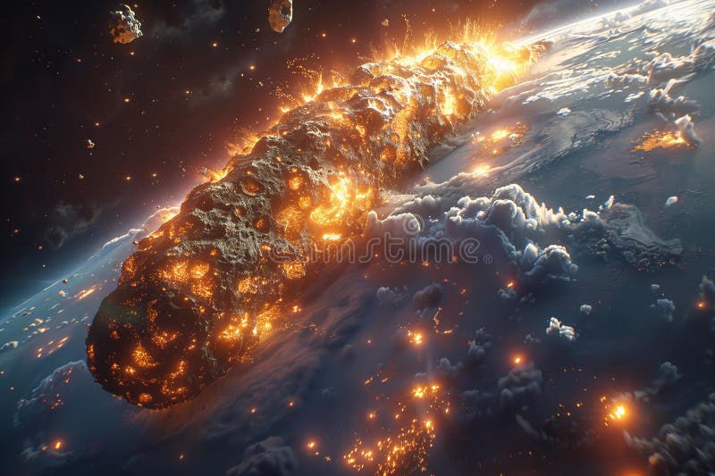 Illustration of Large Asteroid is Approaching Earth, Ready To Hit it ...