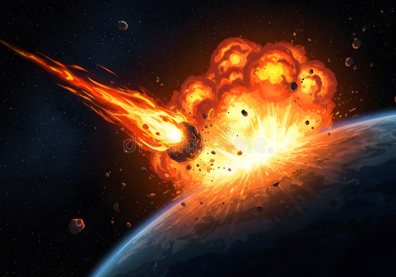 Asteroid Impact Illustration Stock Illustration - Illustration of ...