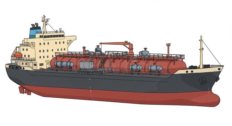 Illustration of a Large Cargo Ship Featuring a Beige Superstructure ...