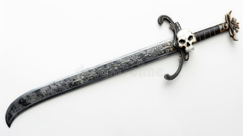 Illustration of a Large Dagger with a Skull Design. Suitable for ...