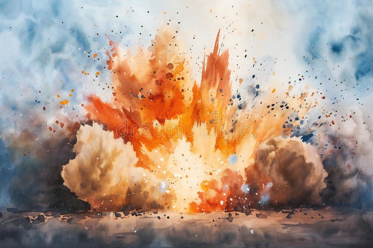 Illustration of a Large Explosion in the Sky with Smoke Stock ...