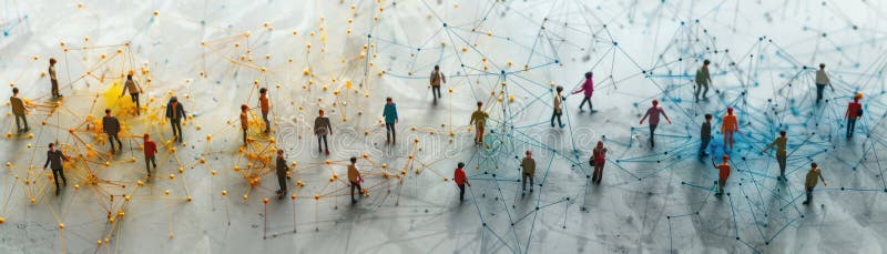 Illustration of a Large Group of People Split into Two Groups Connected ...
