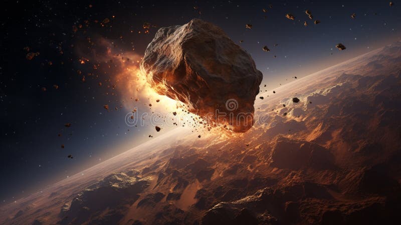 Illustration of a Large Meteorite Falling To the Earth. Danger from ...