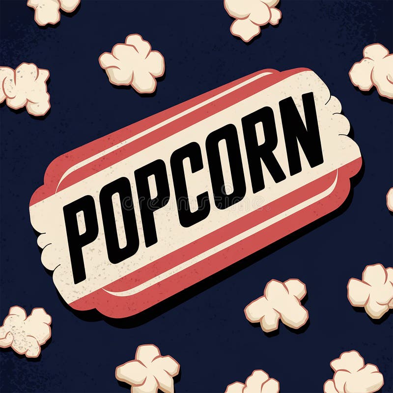 An Illustration of a Large Popcorn Kernel with the Text "Popcorn" Stock ...