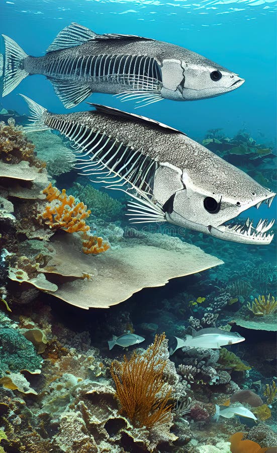 Illustration of a Large Predatory Prehistoric Fish in the Depths of the ...