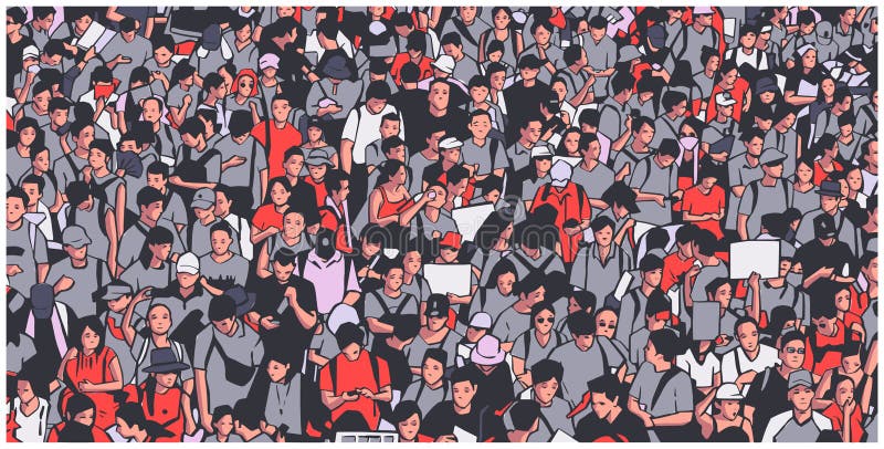 Illustration of Large Protesting Crowd Stock Vector - Illustration of ...