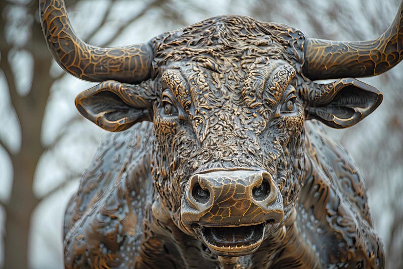 Illustration of Large Statue of a Bull with His Mouth Open and Ready To ...