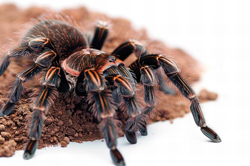 A Large Tarantula Emerging from the Ground, Its Legs Dangling and Eyes ...