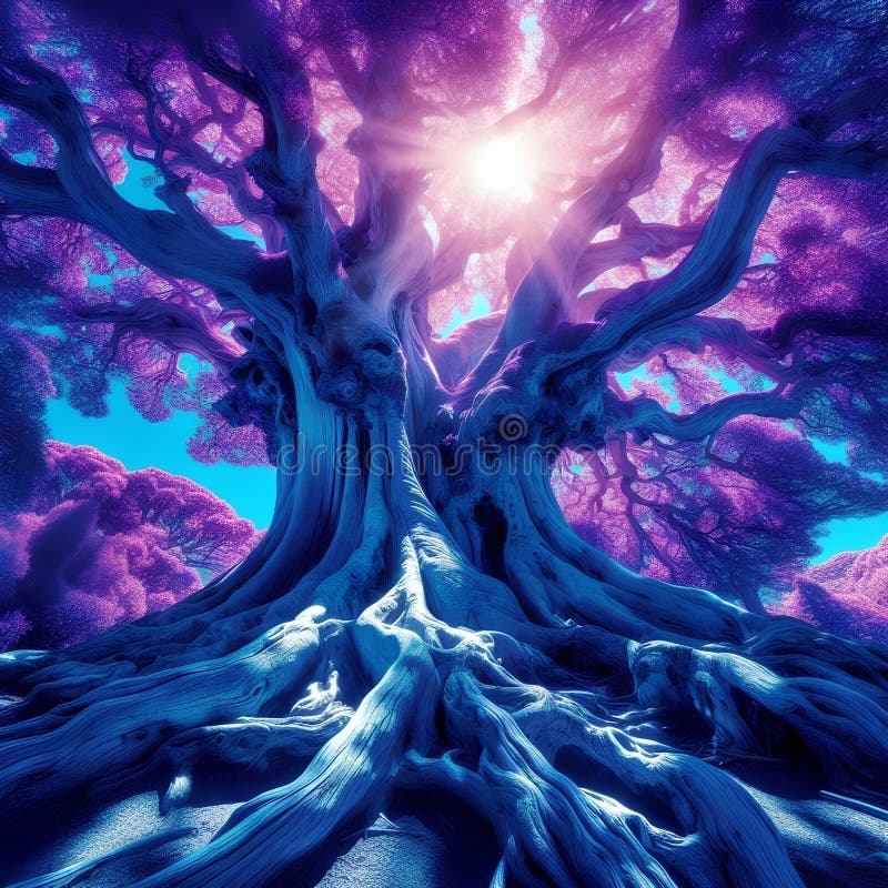 Illustration of a Large Tree with Its Roots Exposed Stock Illustration ...