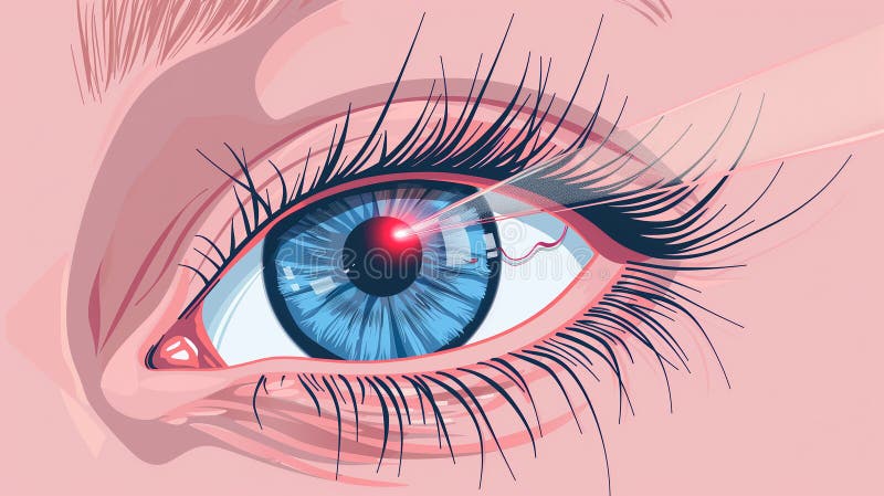 Illustration Laser Eye Correction for Vision Improvement. Laser Beam ...