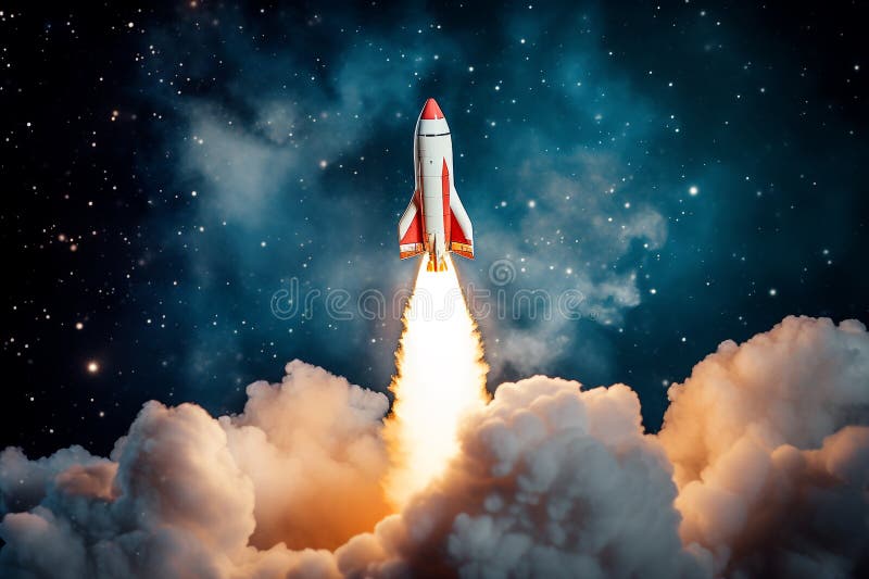 Illustration of Launch of Space Rocket. Concept of Business Success ...