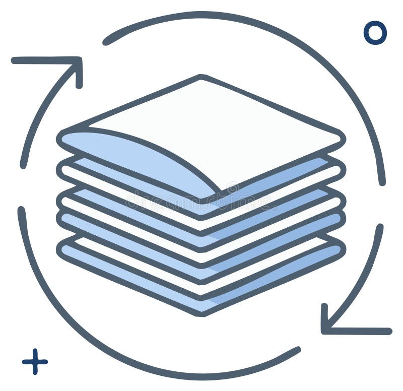 Illustration of Layered Sheets with Rotating Arrows for Software Management and Version Control ...