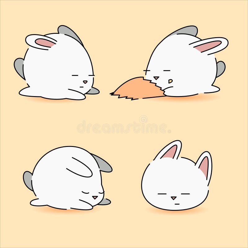 Illustration of Lazy Bunny Expression, Rabbit Lazy Lay on Ground ...