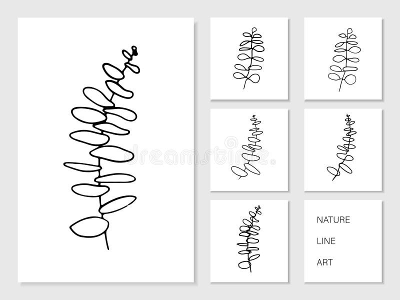 Nature Line Art Hand Drawn. Stock Vector - Illustration of minimal ...