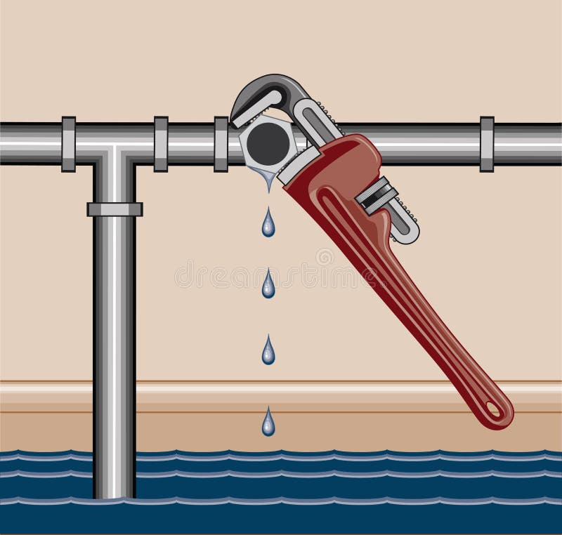 Leaking Pipe Repair stock vector. Illustration of wrench - 29828740