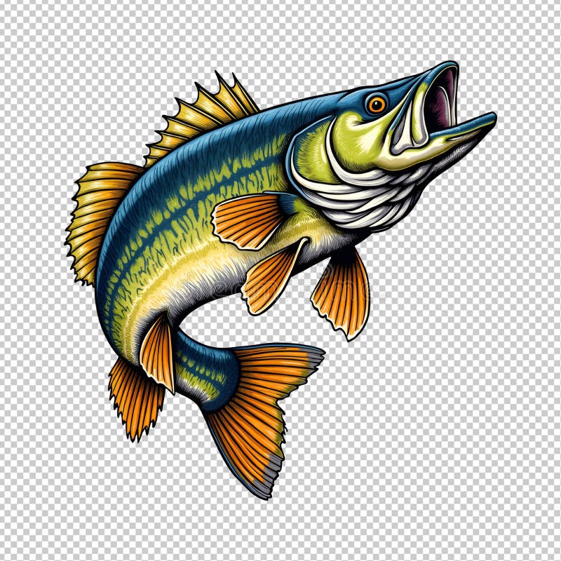Illustration of a Leaping Fish Likely a Bass Stock Image - Illustration ...