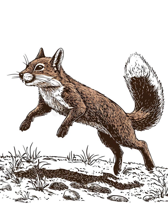 Illustration of a Leaping Fox in Sketch Style Stock Illustration ...