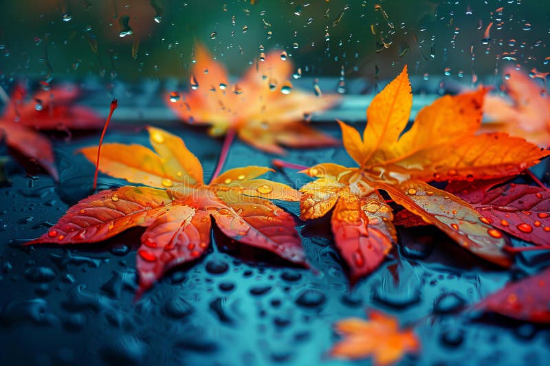Leaves Fall from Window on Rainy Gloomy Fall, High Quality, High ...